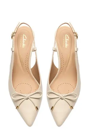 Clarks Zarey Bow Slingback Pumps - Cream Leather