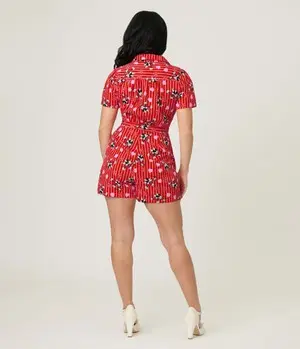 Unique Vintage Button Front Romper