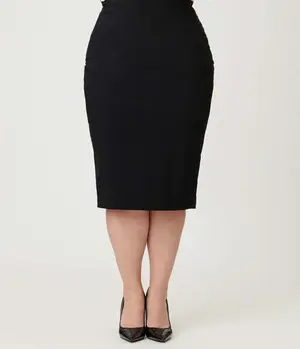 Unique Vintage Pencil Skirt With Pleated Kick Vent