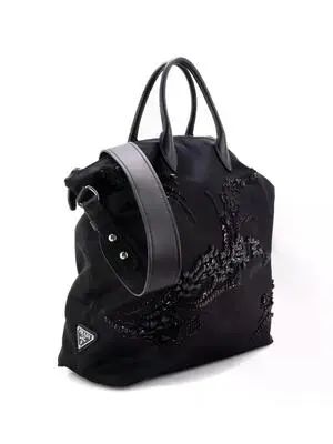Prada Convertible Beaded Tessuto Medium Tote Bag