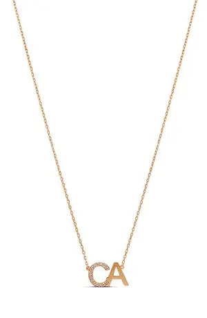 SHYMI Pavé Initial Pendant Necklace - Rose