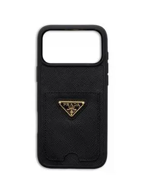 Prada Iphone 17 Pro Max Leather Phone Case - Black