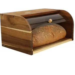 MEGACHEF Wood Bread Box With Sliding Plastic Lid - Acacia