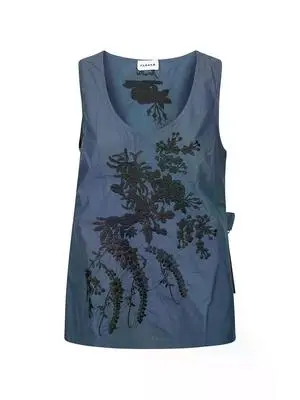 P.a.r.o.s.h Floral-embroidered Top - Blue
