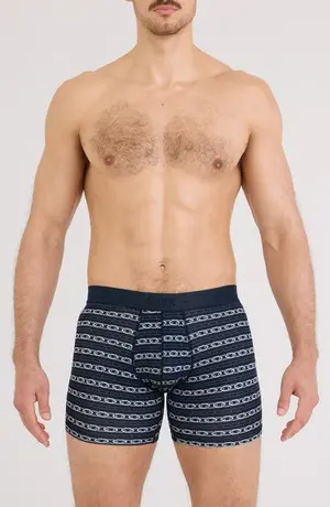 SAXX Smooth Luxe Micro Modal Boxer Briefs - Link Stripe-dark Ink