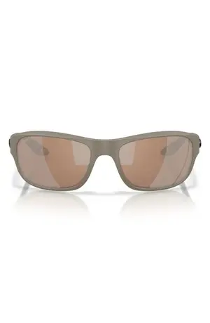 COSTA DEL MAR Clipperton 58mm Polarized Rectangle Sunglasses - Sand/copper Silver 580g