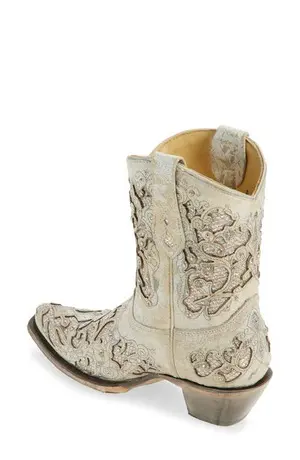 CORRAL Glitter Inlay Western Boots - White/bone