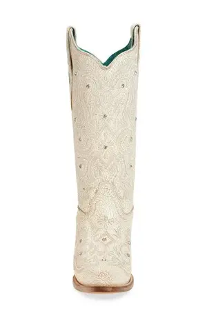 CORRAL Crystal & Embroidered Crackled Mid Calf Western Boot