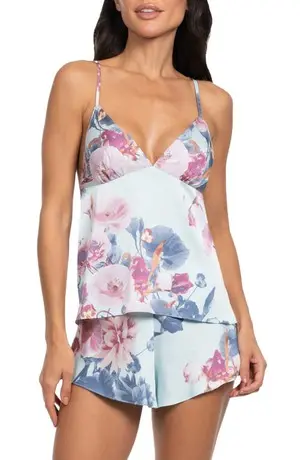 MIDNIGHT BAKERY Print Satin Camisole & Tap Pajamas - Blue
