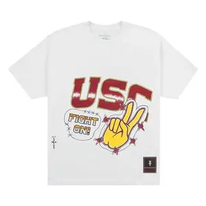 TRAVIS SCOTT X Mitchell & Ness Usc Handdrawn Tee - White