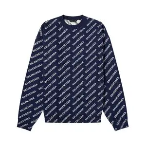 Balenciaga All Over Logo Crewneck Sweater