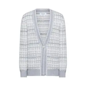 Thom Browne Tweed Elongated V-neck Cardigan