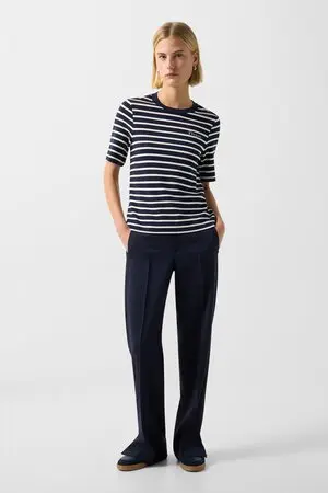 Bogner Striped T-shirt With Embroidered Logo - Navy Blue/off-white