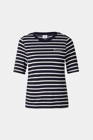 Bogner Striped T-shirt With Embroidered Logo - Navy Blue/off-white