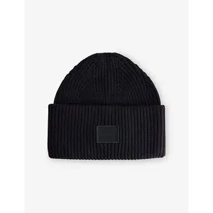 Varley Logo-patch Rib-knit Beanie - Black