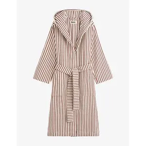 TEKLA Hooded Striped Cotton-towelling Bathrobe - Ripple Stripes