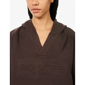 Bo+tee Logo-embossed Ribbed Knitted Hoody