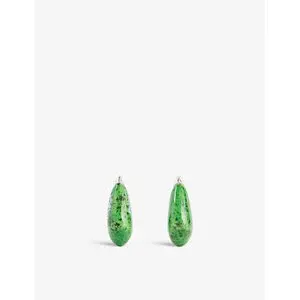 Bottega Veneta Fin Sterling-silver And Ceramic Drop Earrings - Apple Green-white