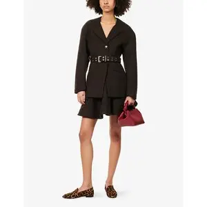 GANNI Belted Single-breasted Wool-blend Jacket