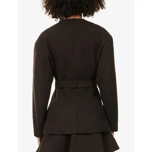GANNI Belted Single-breasted Wool-blend Jacket