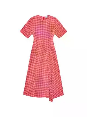 GANNI Gingham Short-sleeve Dress - Red