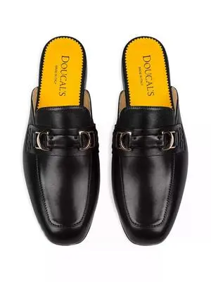 DOUCAL'S Leather Mules With Metal Detailing - Black