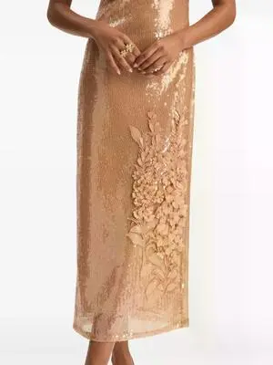 Oscar De La Renta Crow-neck Maxi Dress