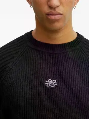 Filling Pieces Ribbed Embroidered Sweater