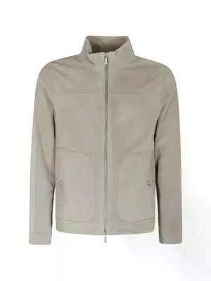 Eleventy Leather Zip-up Jacket - Grey
