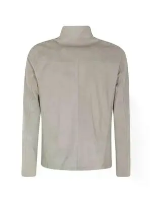 Eleventy Leather Zip-up Jacket - Grey