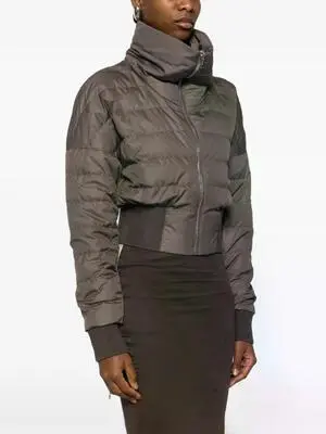 MONCLER + RICK OWENS Cropped Funnel Jacket - Brown