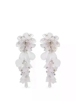 Oscar De La Renta Flower-embellished Drop Earrings - White