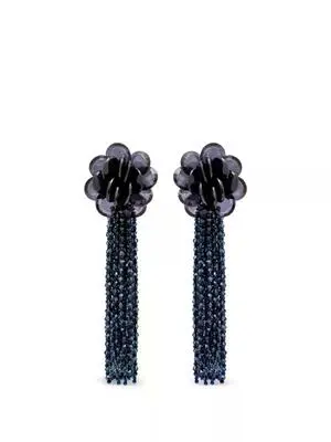 Oscar De La Renta Flower Tassel Earrings - Blue