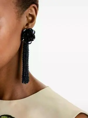 Oscar De La Renta Flower Tassel Earrings - Blue