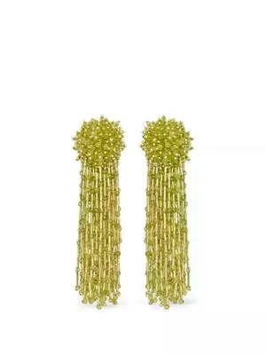 Oscar De La Renta Beaded Tassel Earrings - Green