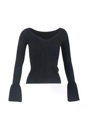 Sandro Ribbed Bell-sleeved Top