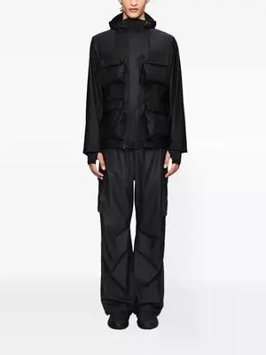 Rains Hooded Jacket With Front Pockets - Black