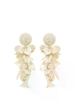 OSCAR DE LA RENTA Floral Beaded Drop Earrings