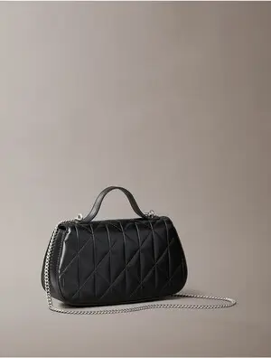 Calvin Klein Quilted Emblem Logo Handle Chain Bag