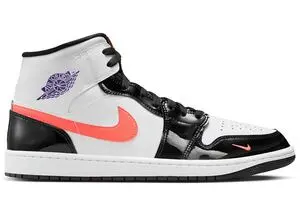 JORDAN Jordan 1 Mid SE Mismatch Swoosh Sneakers Black/white/court Purple