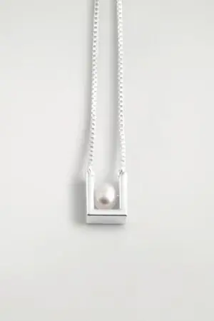 Cos Rectangular Pendant Chain Necklace