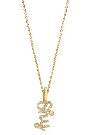 SHYMI Pavé Cubic Zirconia Cursive Name Pendant Necklace - Gold