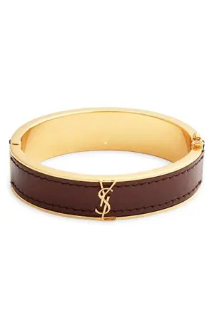 Saint Laurent Logo Bracelet - Dark Chocolate/gold