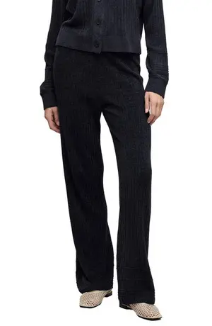 Barefoot Dreams Cozychic Ultra Lite Textured Hem Ribbed Pants - Black