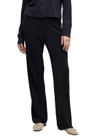 Barefoot Dreams Cozychic Ultra Lite Textured Hem Ribbed Pants - Black