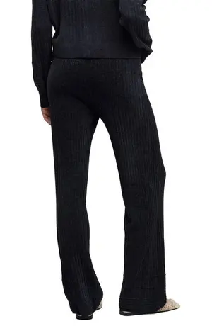 Barefoot Dreams Cozychic Ultra Lite Textured Hem Ribbed Pants - Black