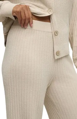 Barefoot Dreams Cozychic Ultra Lite Textured Hem Ribbed Pants - Stone