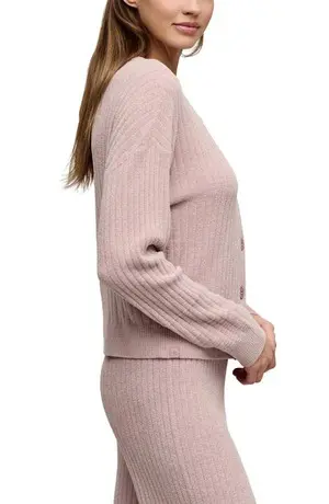 Barefoot Dreams Cozychic Ultra Lite Textured Ribbed Cardigan - Teaberry