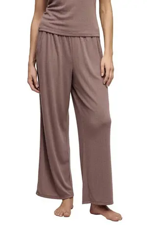 Barefoot Dreams Pointelle Knit Wide Leg Lounge Pants - Sable