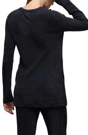Barefoot Dreams Cozychic Ultra Lite Textured Ribbed Button Sweater - Black
